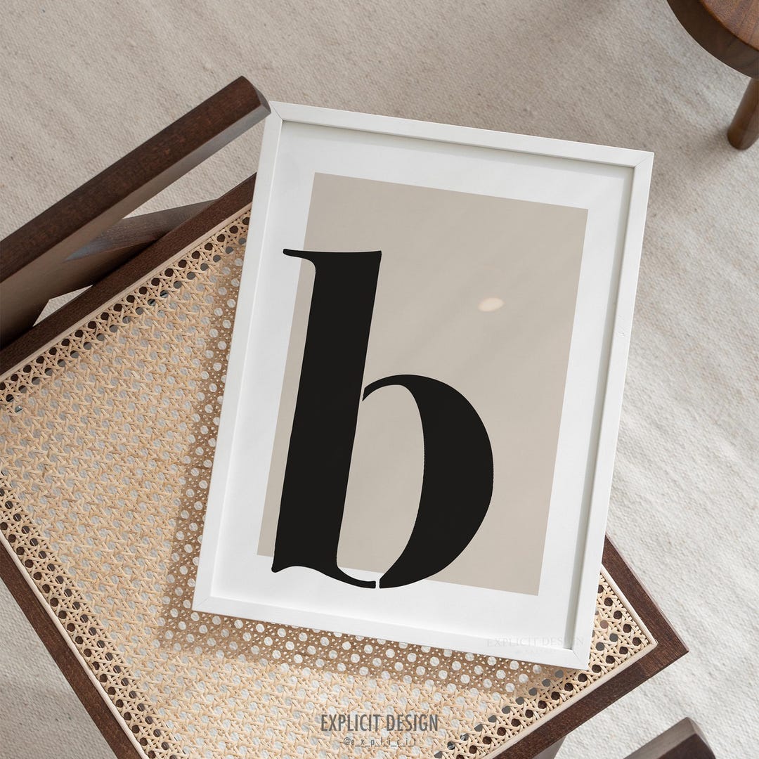 Letter B Print: Beige Initial Typography Art (digital Download) - Etsy