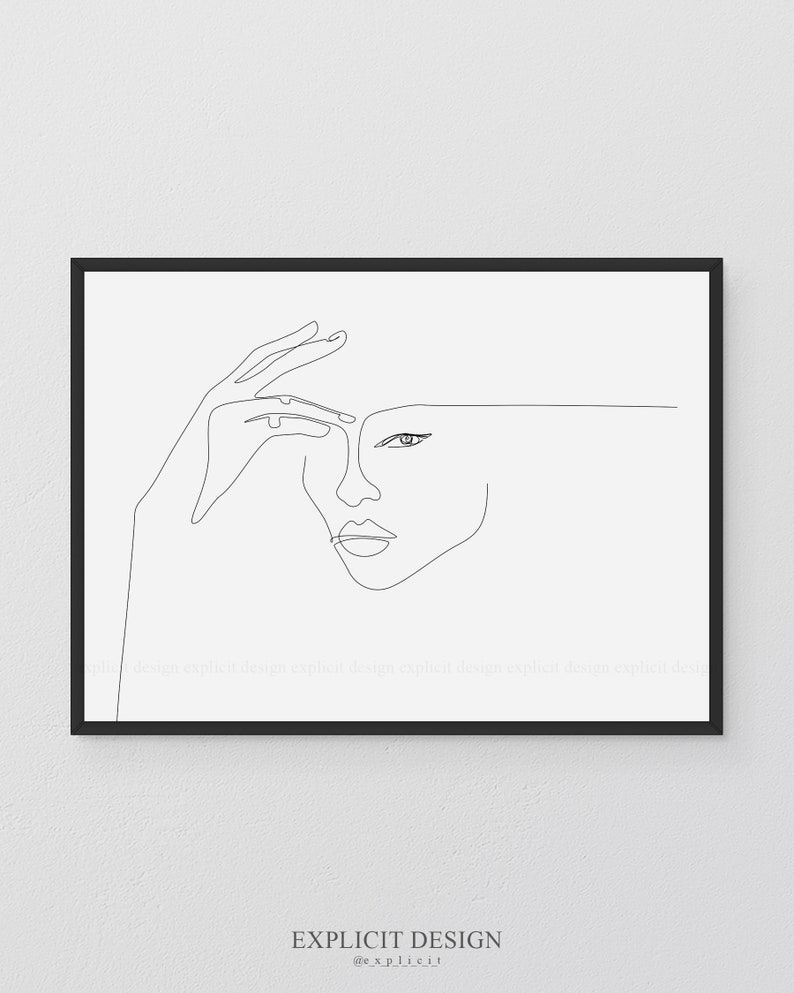 Finger Touch Contour Drawing in Line Printable Print Hand on - Etsy