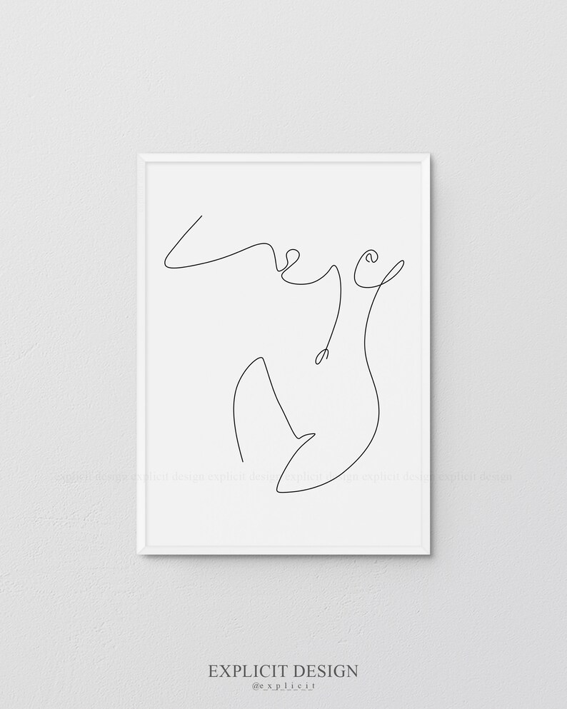 Naked Female Line Drawing Printable Nude Girl Body Etsy Singapore