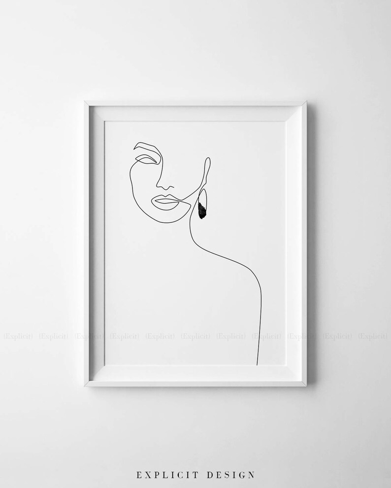 Elegant One Line Face Art Woman Face Fashion Sketch - Etsy