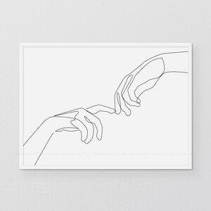 Finger Touch Printable, One Line Drawing Print, Romantic Hands Artwork ...