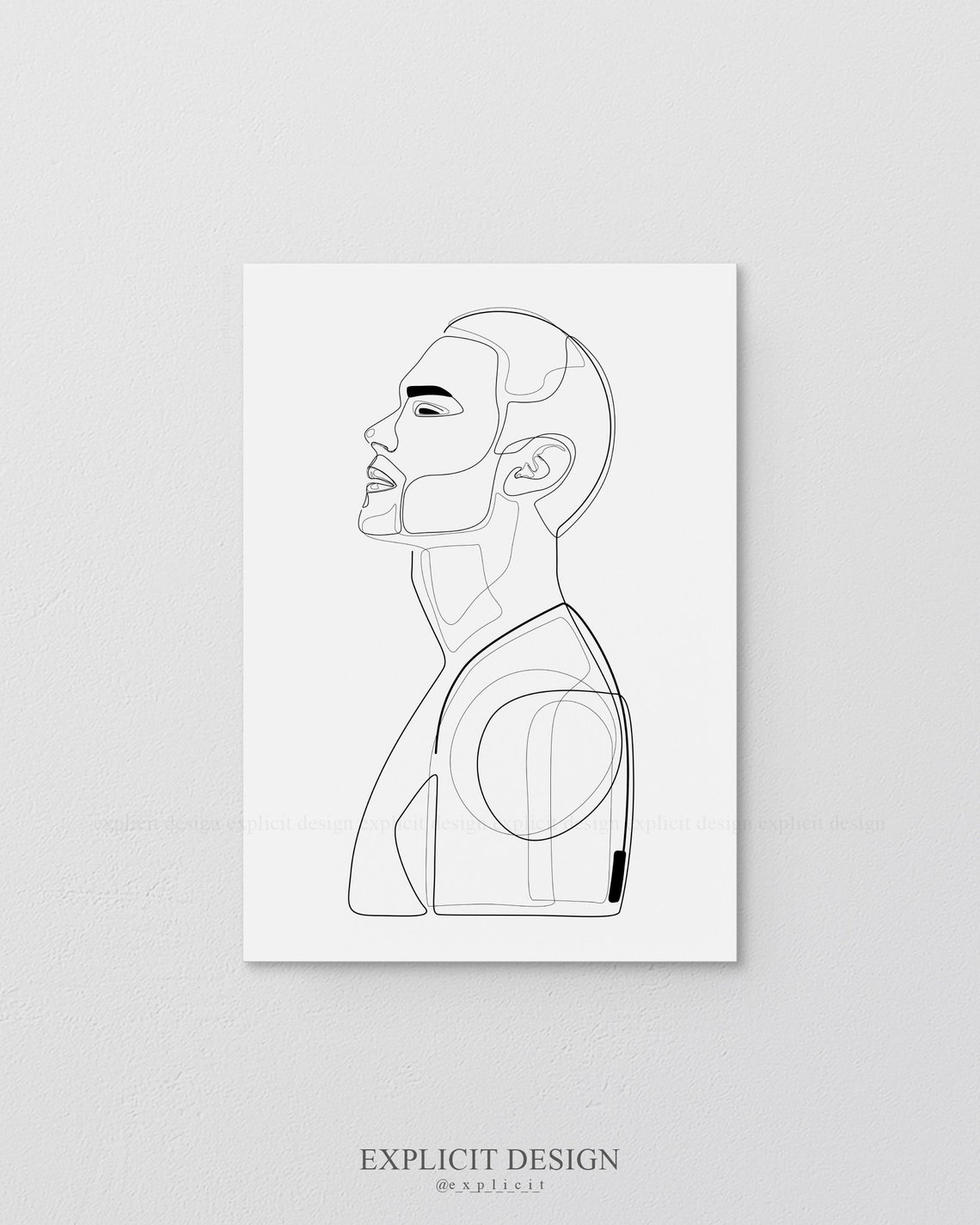 Printable Male Portrait Line Drawing Manly Minimal Figurative | Etsy