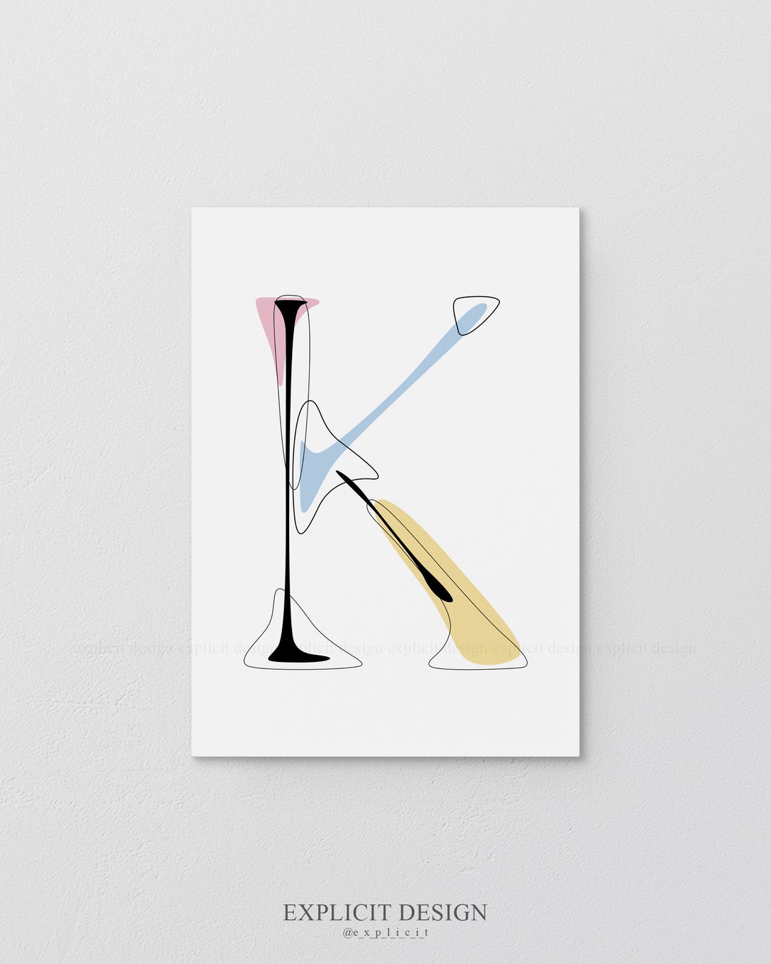 Large K Letter Printable, Complementing Poster, Pastel Initials Print ...