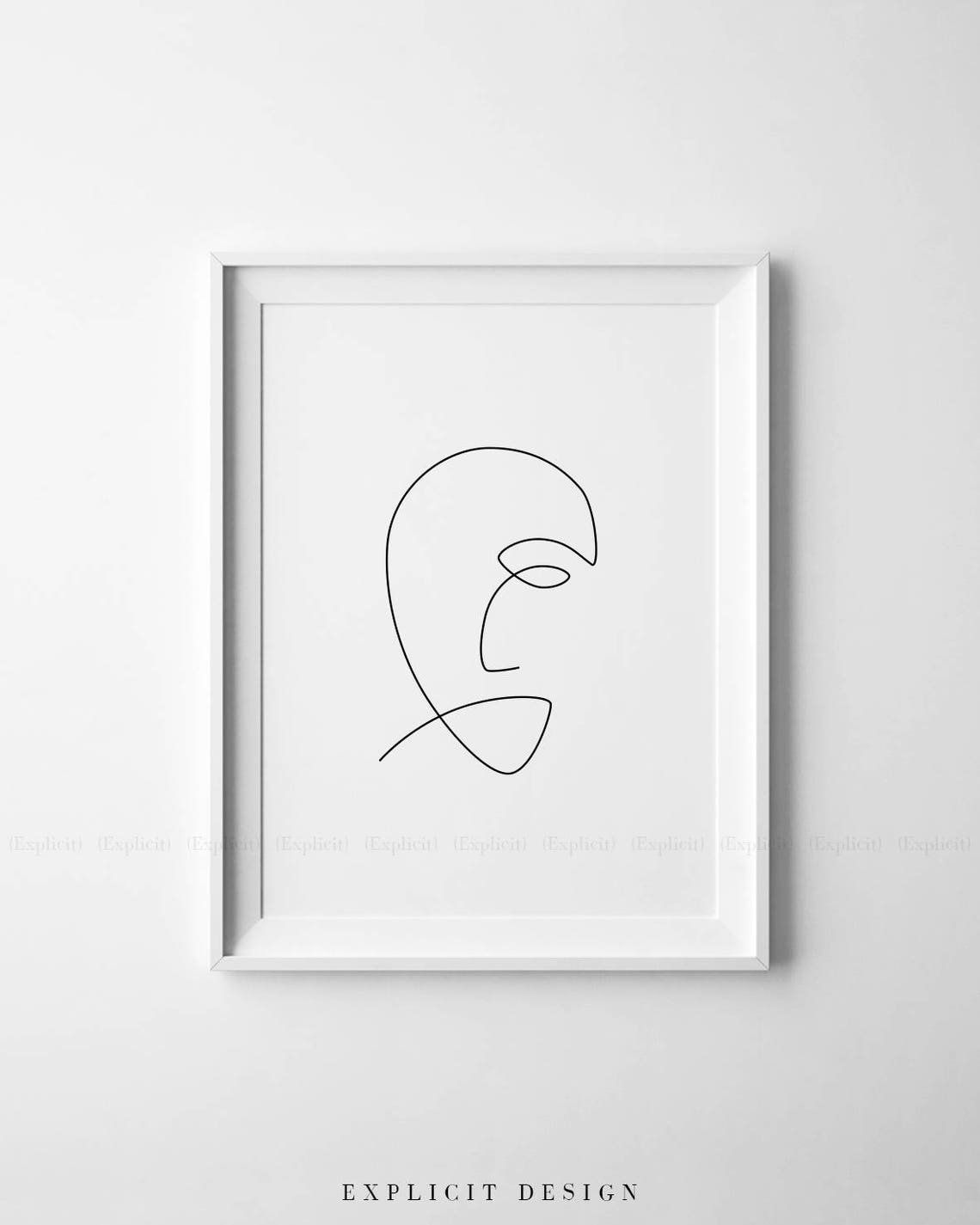 Abstract Sad Face Printable One Line Drawing Print Drawn - Etsy