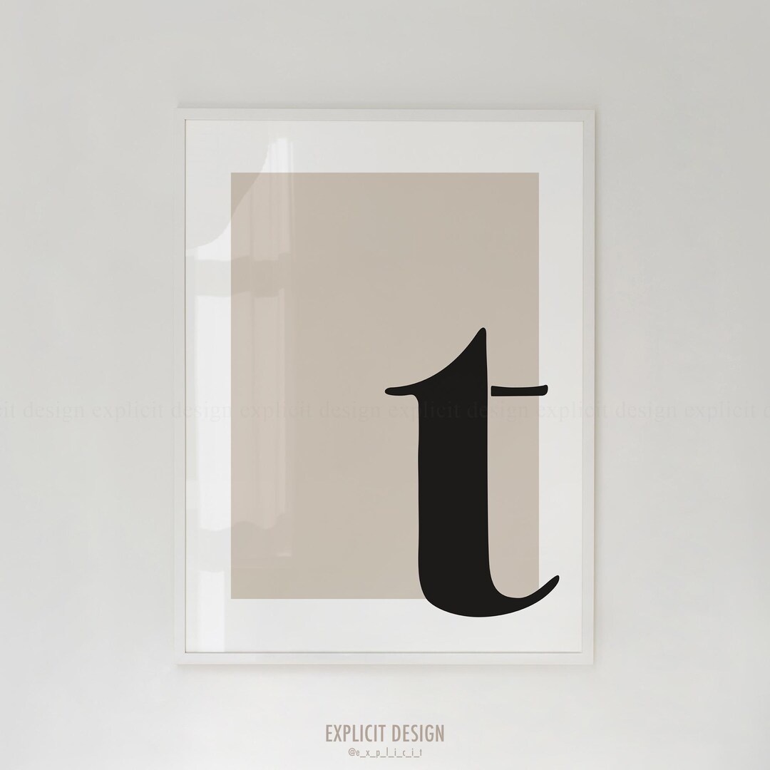 Bold Letter T Printable Art, Extra Large Single Initial Poster, High ...