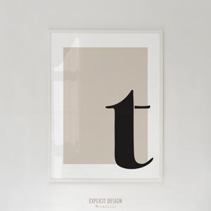 Bold Letter T Printable Art, Extra Large Single Initial Poster, High ...