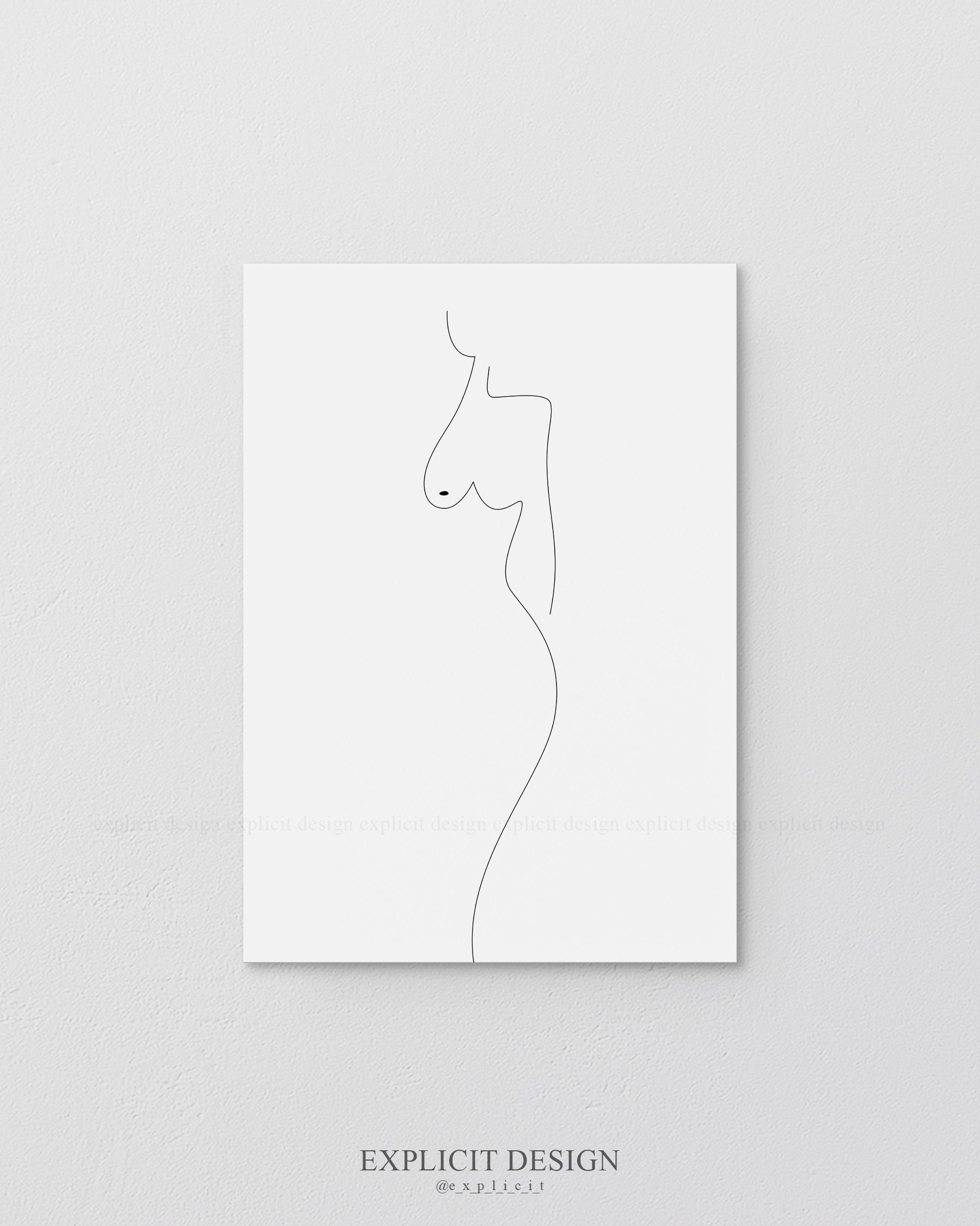 Abstract Nude Female Form Printable Minimalist Body Art Etsy