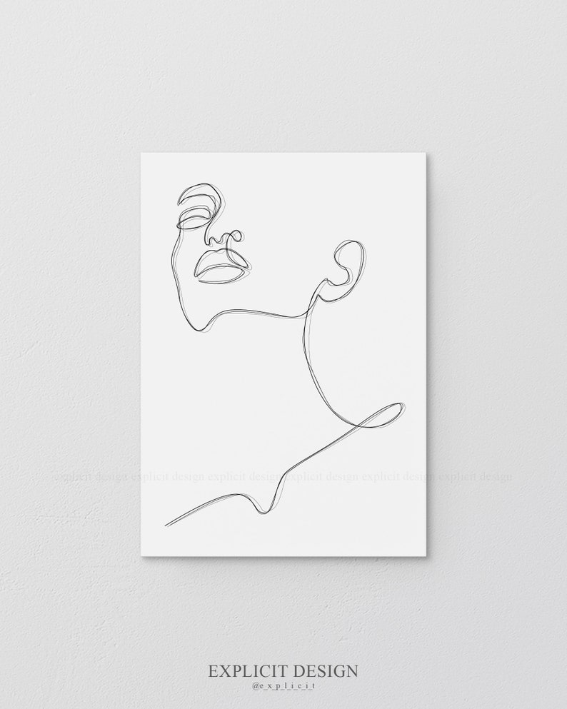 Printable Abstract Face Set of 3 One Continuous Line Print - Etsy