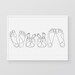Family Feet Printable, One Line Drawing Print, Black White Baby Artwork ...
