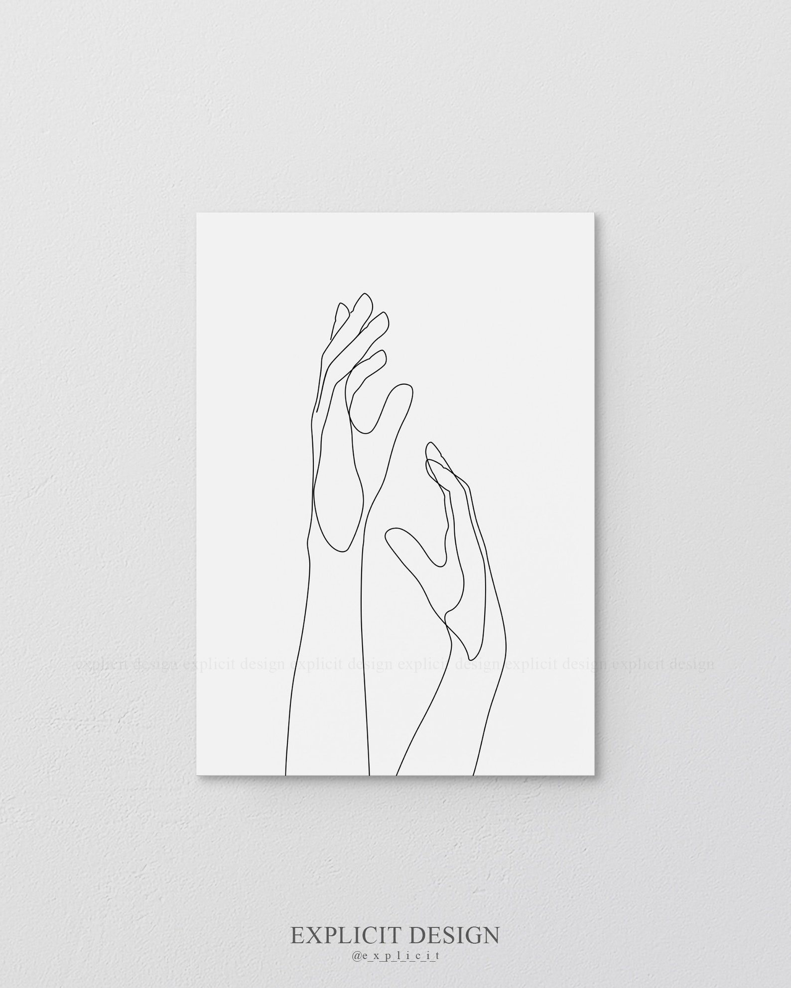 Hand Illustration Printable One Line Drawing Print Black | Etsy