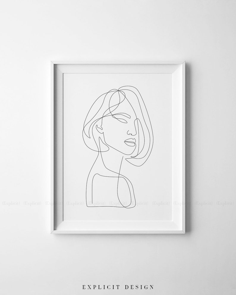 Printable Face in One Line Drawing Feminist Artwork Print | Etsy