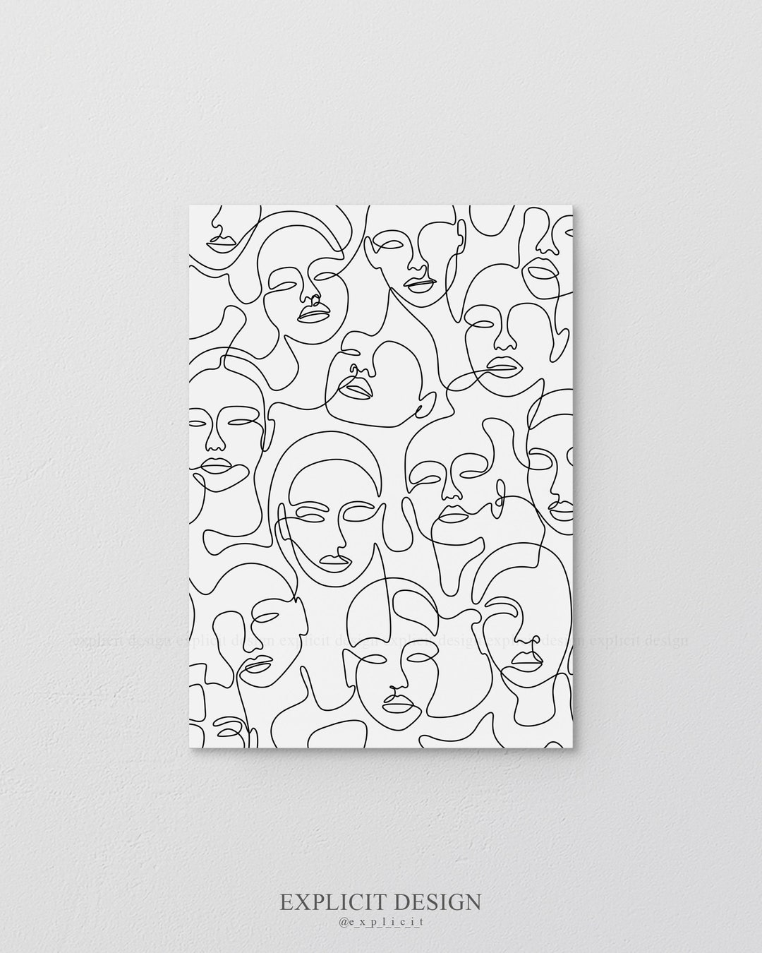 Printable One Single Line Face Drawing Illustration, Minimal Female ...