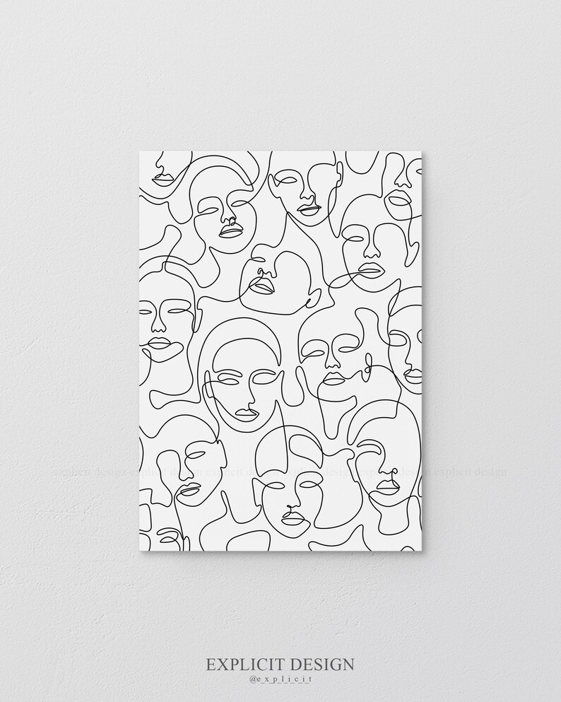 Printable One Single Line Face Drawing Illustration Minimal | Etsy