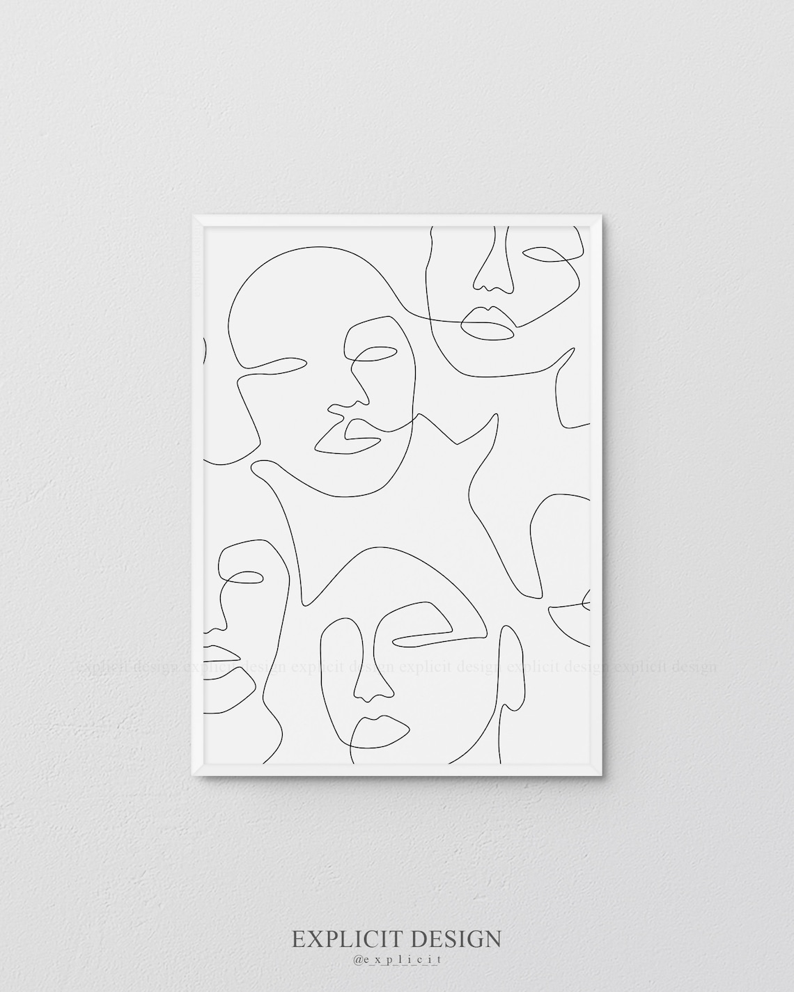 Printable Fine Line Drawing Set of 3, Minimalist Face Contour Sketch ...
