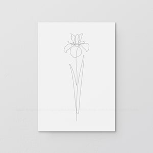 Printable One Fine Single Line Iris Flower Drawing | Minimalist ...