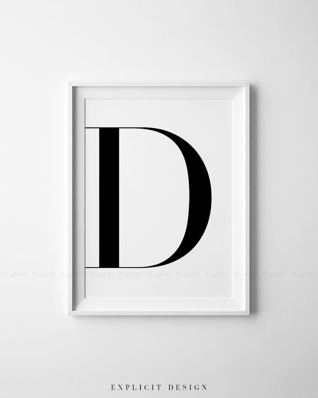 Large D Letter Printable, Monochrome Poster, Black and White Initials ...