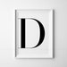 Large D Letter Printable, Monochrome Poster, Black and White Initials ...