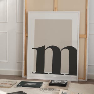 Letter M Print: Beige Initial Typography Art (digital Download) - Etsy