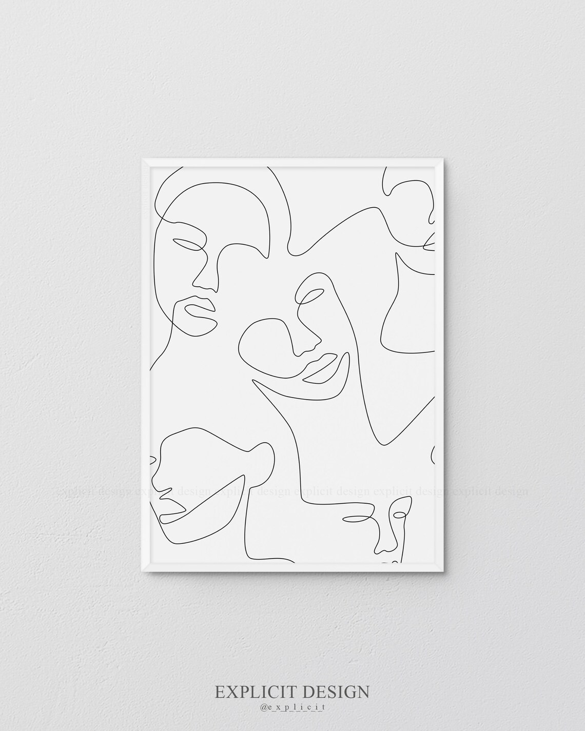 Printable Fine Line Drawing Set of 3, Minimalist Face Contour Sketch ...