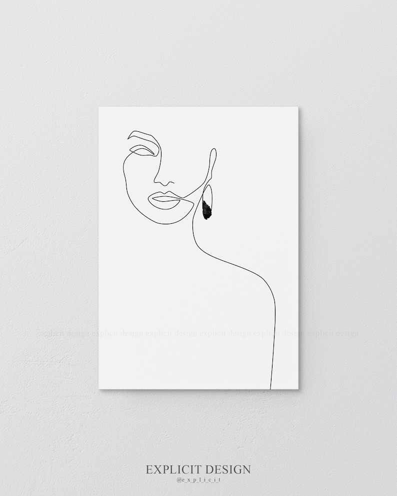Elegant One Line Face Art Woman Face Fashion Sketch - Etsy