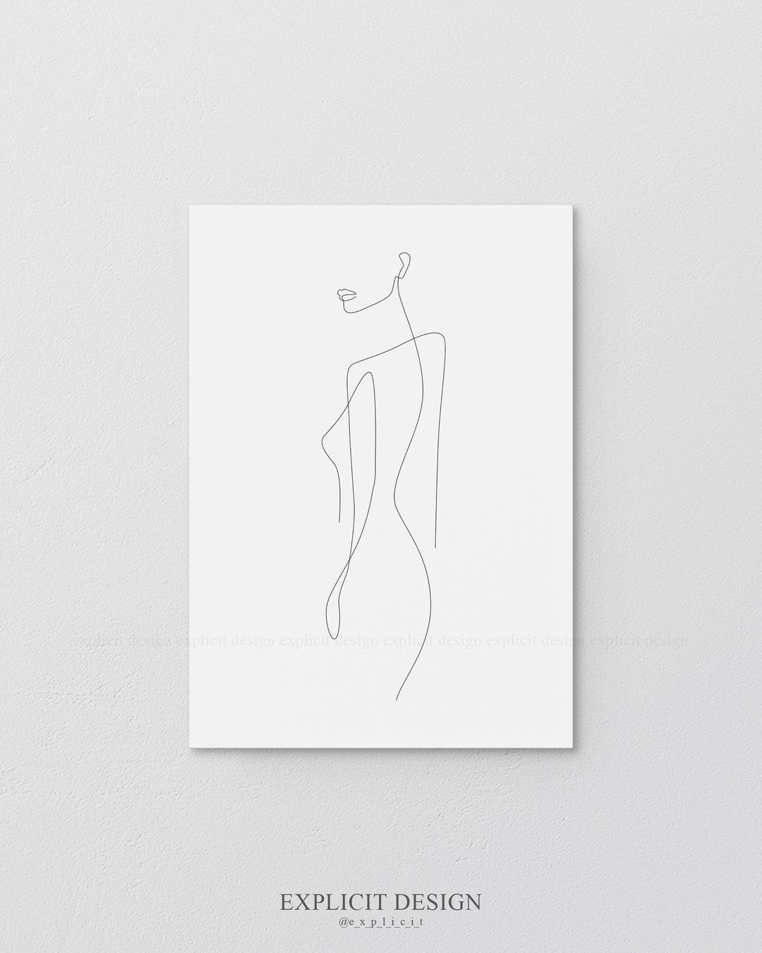 Abstract One-line Female Figure From Back Printable - Etsy