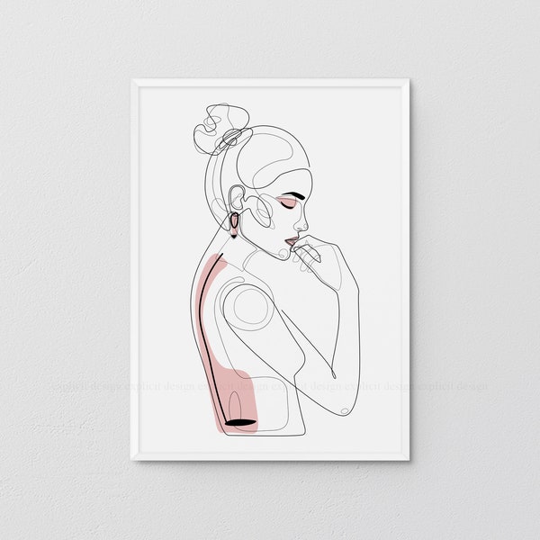 Pink Yellow Abstract Line Drawing - Etsy