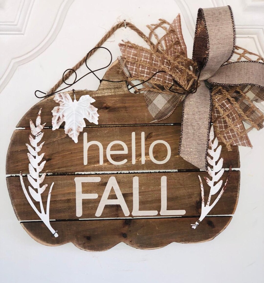 Rustic Fall Pumpkin Door Hanger: Farmhouse Autumn Decor - Etsy