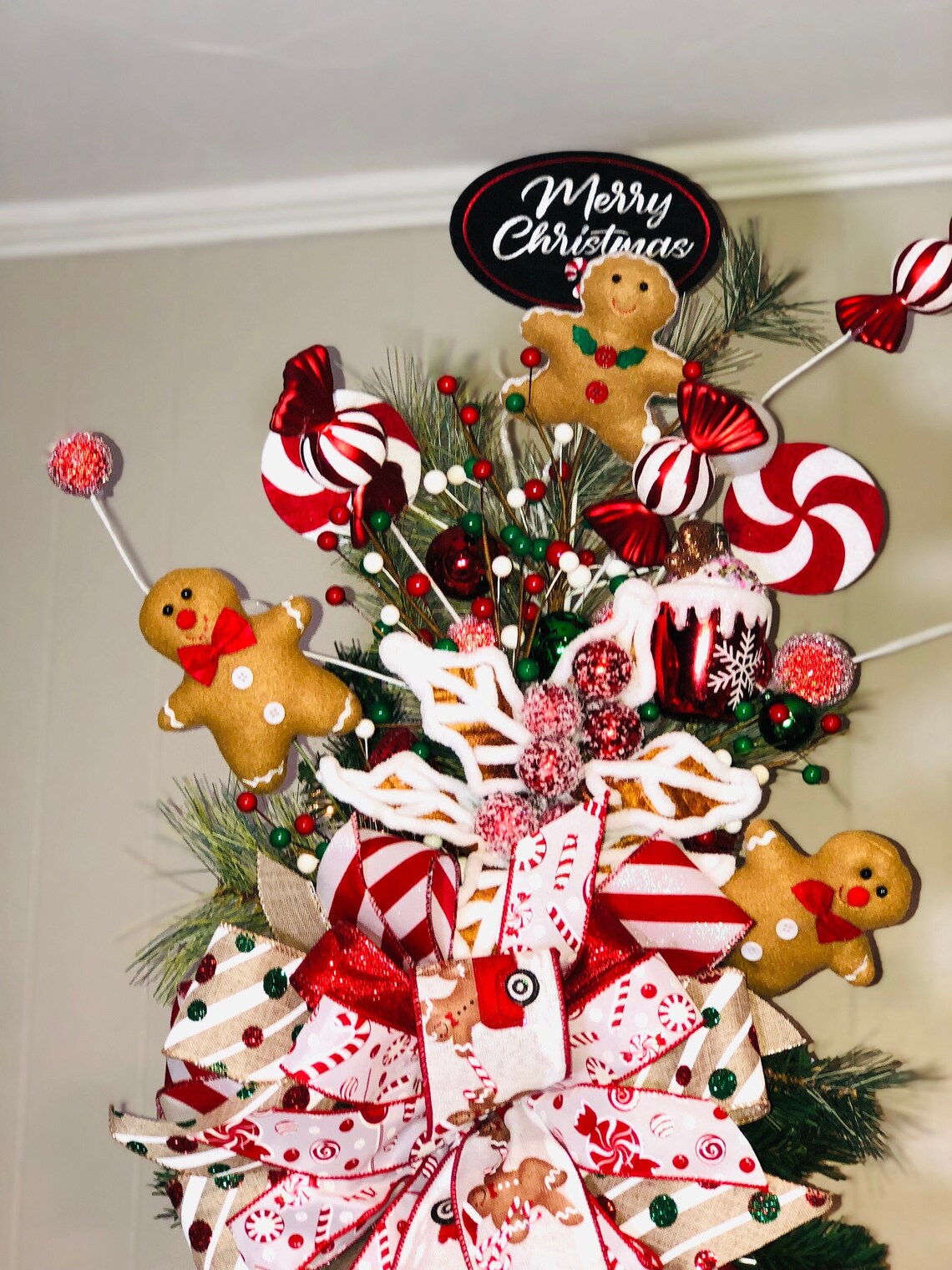 Christmas Tree Topper Gingerbread Candy Tree Topper Christmas Tree ...