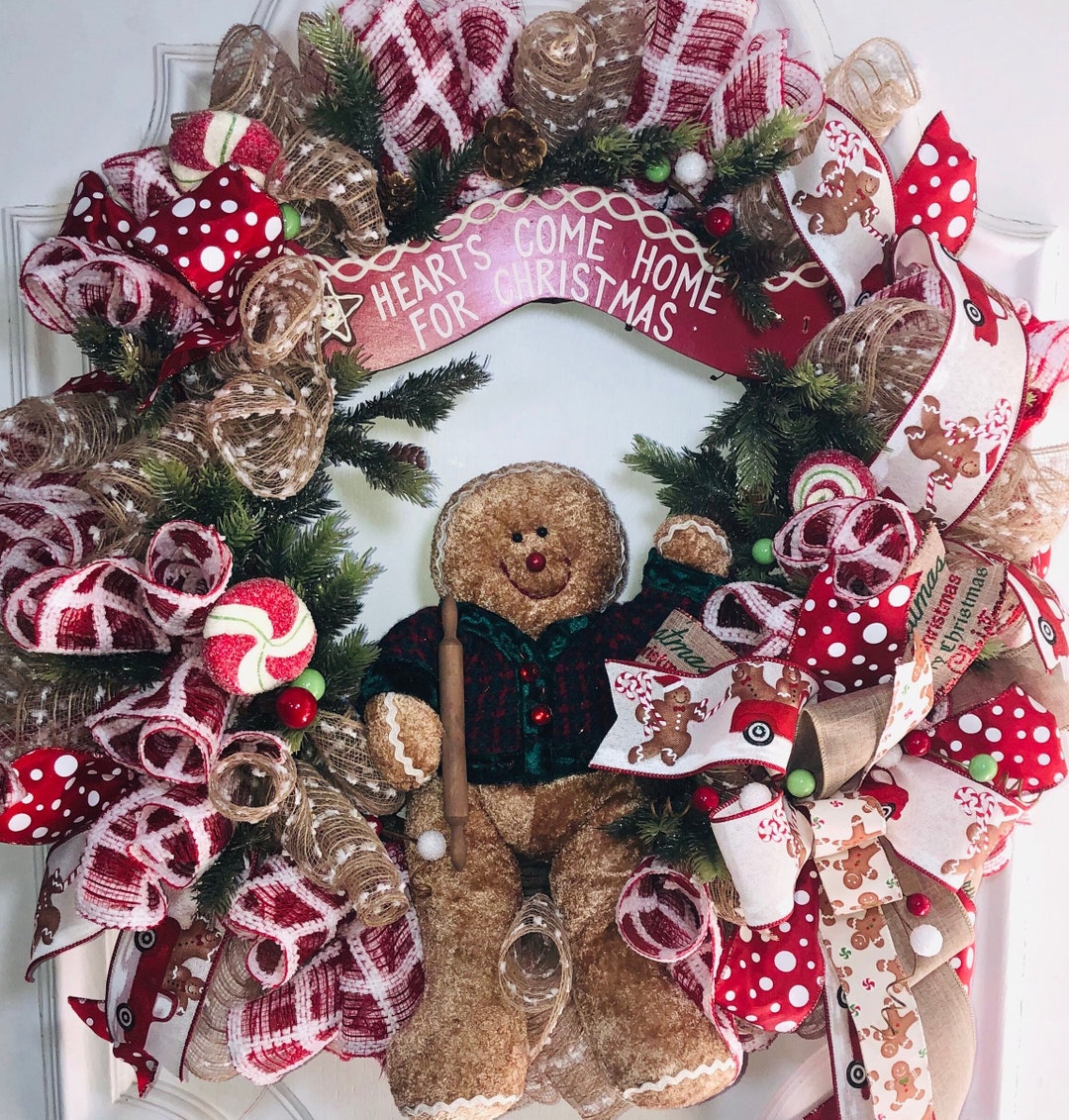 Christmas Gingerbread Wreath Holiday Wreath Candy Wreath - Etsy