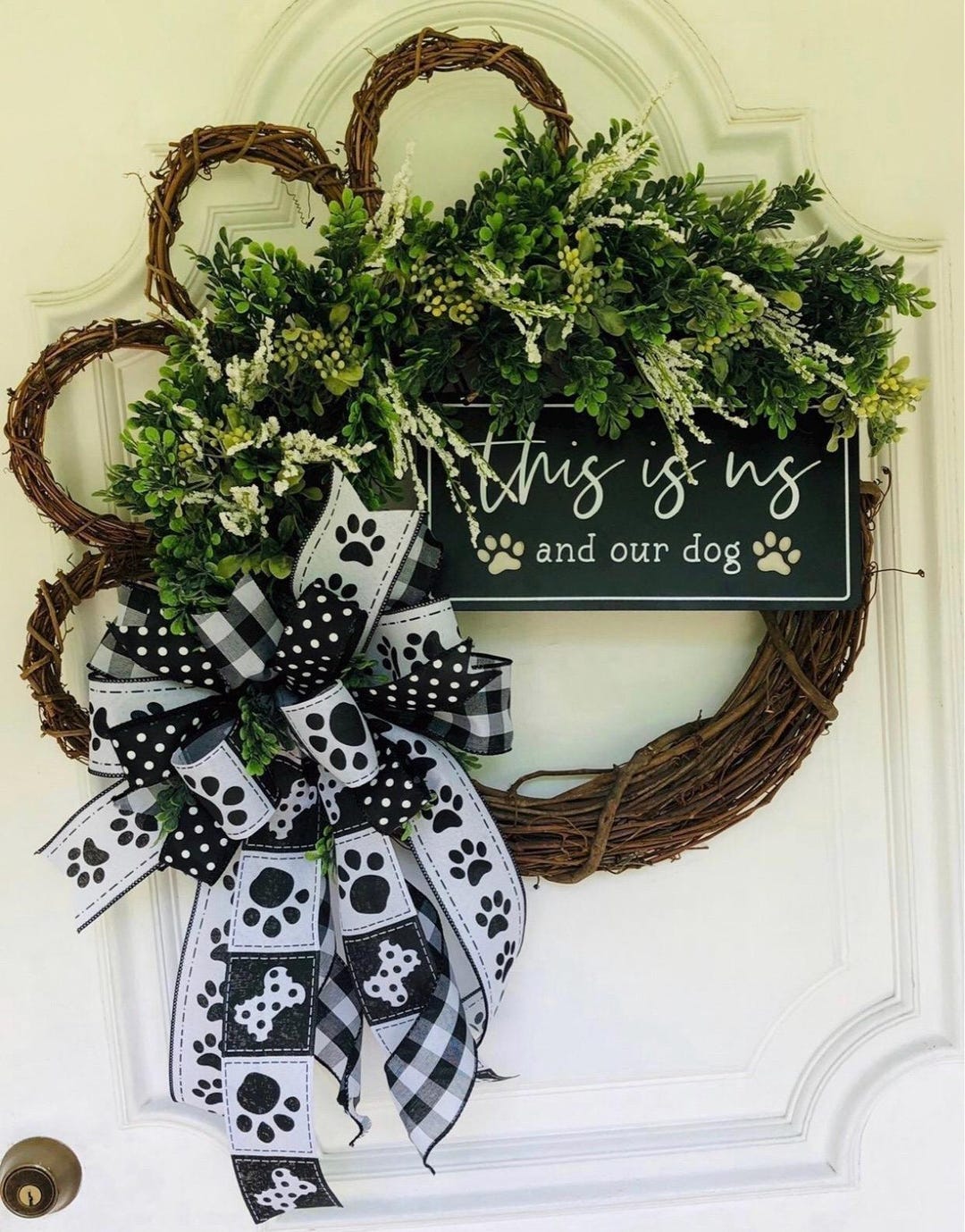 Paw Grapevine Wreath: Whimsical Pet Lover Front Door Decor Dog Wreath ...