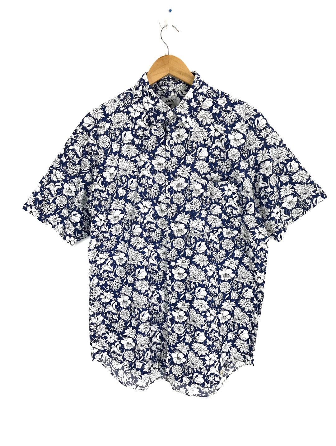 Rare JUNMEN Flower All Overprint Asian Motif Baggy Hawaiian Shirt ...