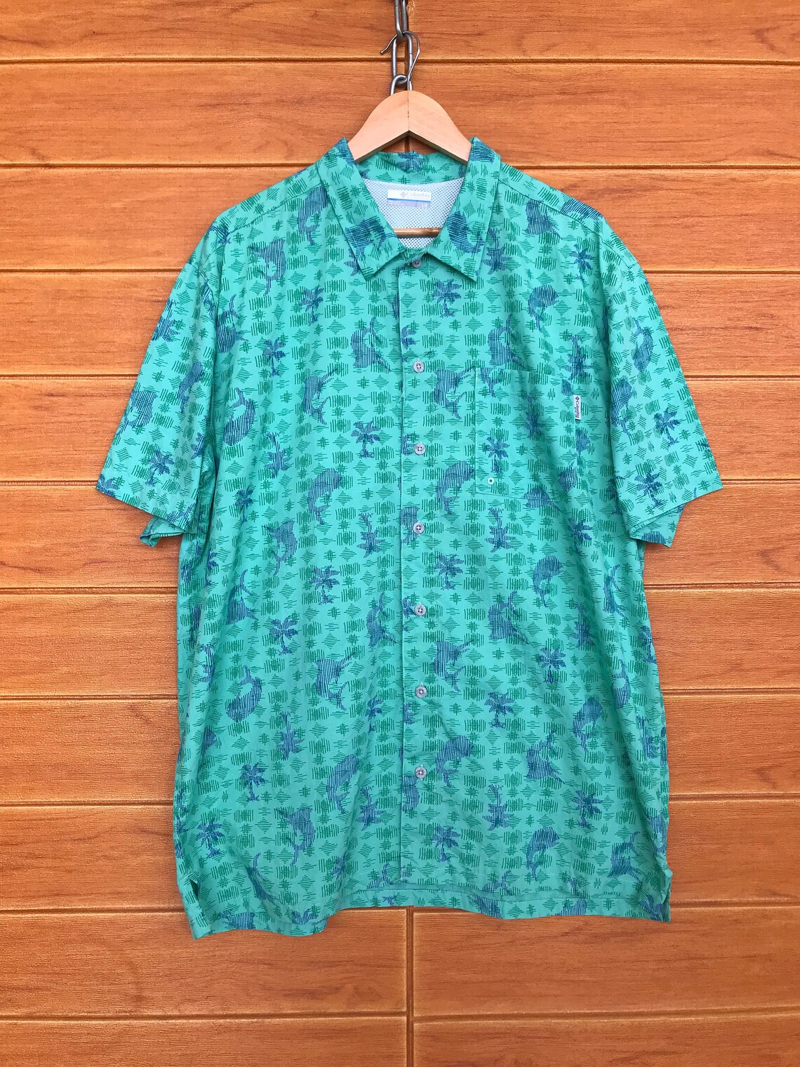 Vintage Columbia PFG Sharks & Coconut Trees Printed Hawaiian - Etsy