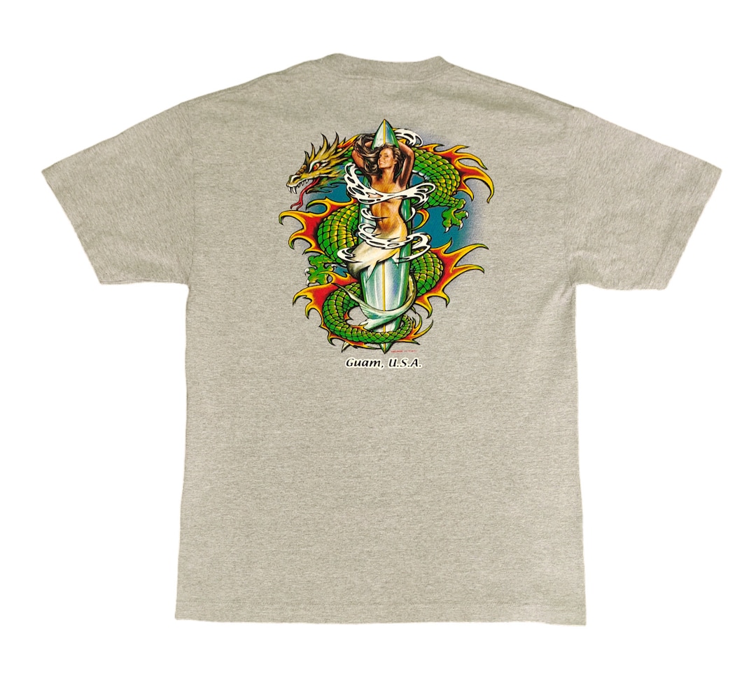 Vintage 90s Guam Dragon Mermaid Surfing T-shirt - Size L - Etsy