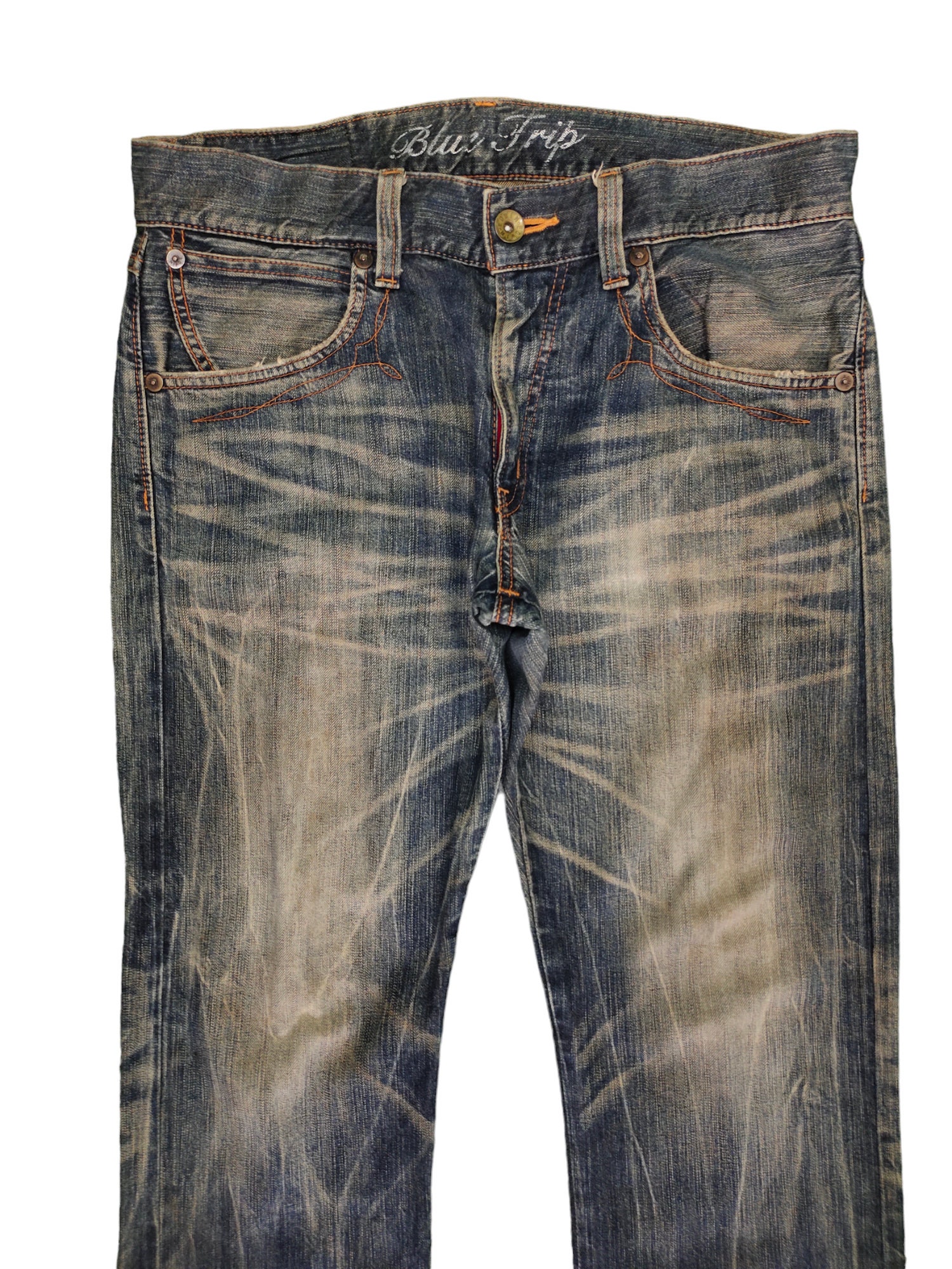 W34x27.5 Vintage Edwin 503 Blue Trip Denim Jeans Undercover W34x27.5 Vintage Edwin 503 Blue Trip Denim Jeans Undercover