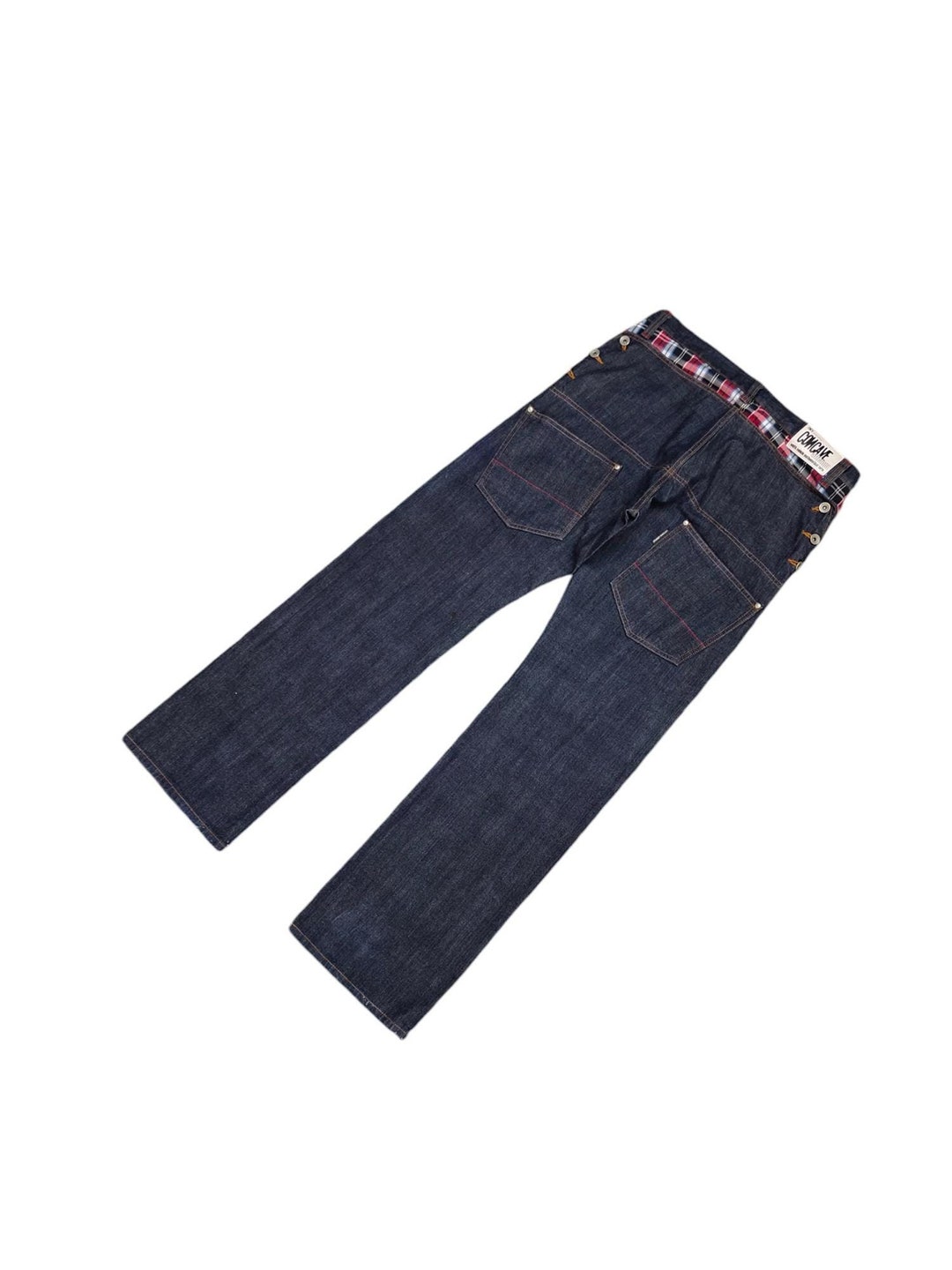 Vintage Y2k Cncv Checkered Denim Jeans Ppfm Undercover Style Streetwear ...