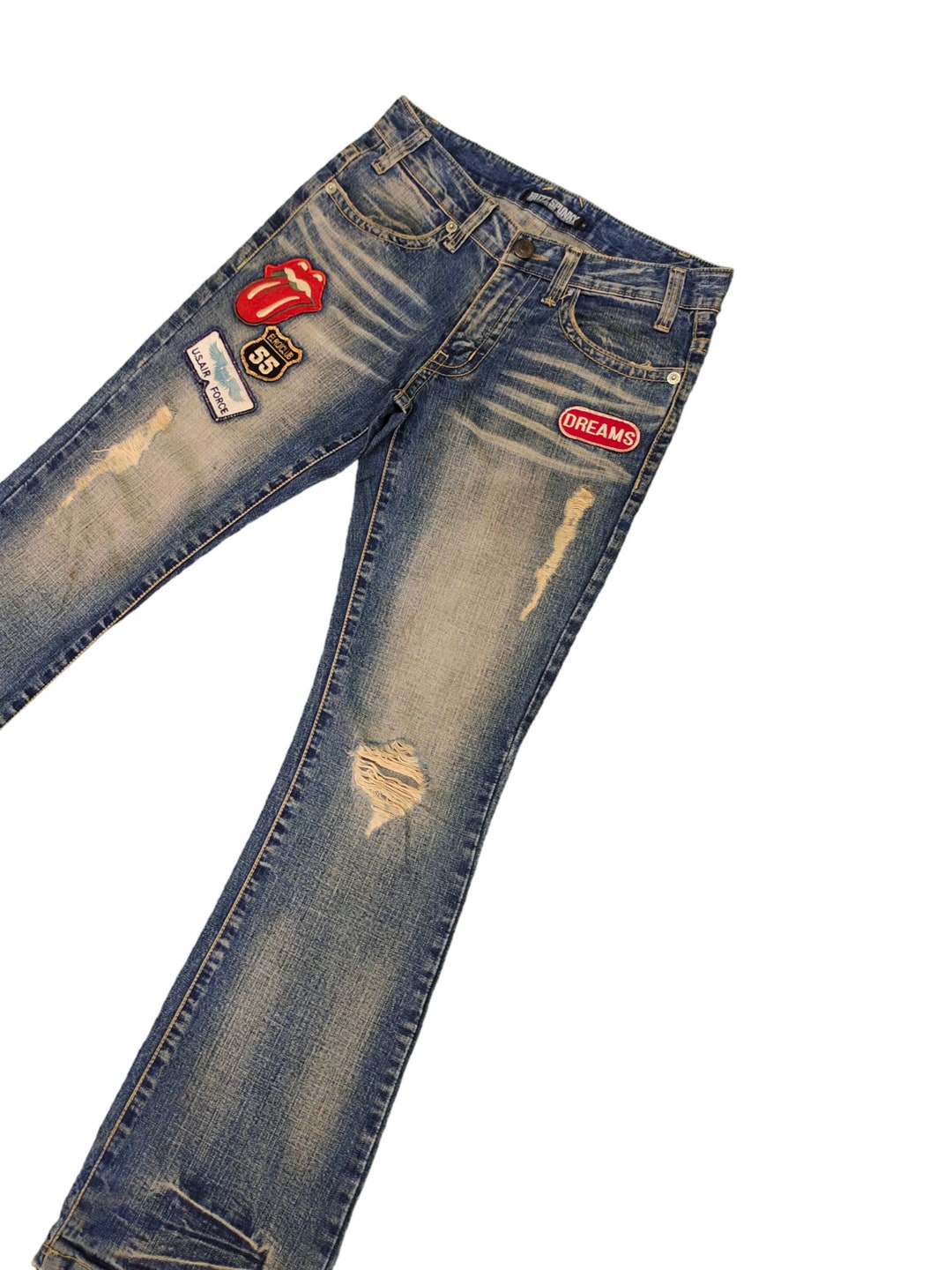 Flare Jeans Buzz Spunky Patches Distress Denim Boot Cut Y2k Tornado ...