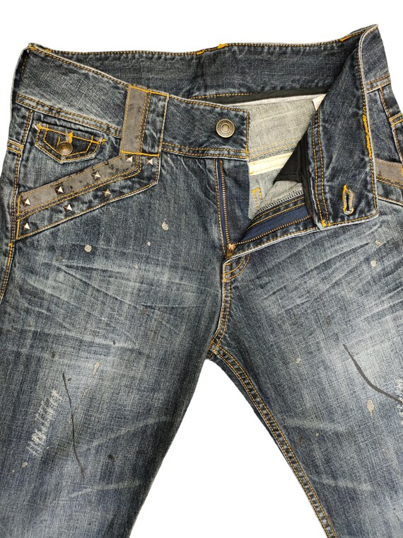 Vintage Flare Jeans Japan Paint Splash Denim Boot Cut… - Gem