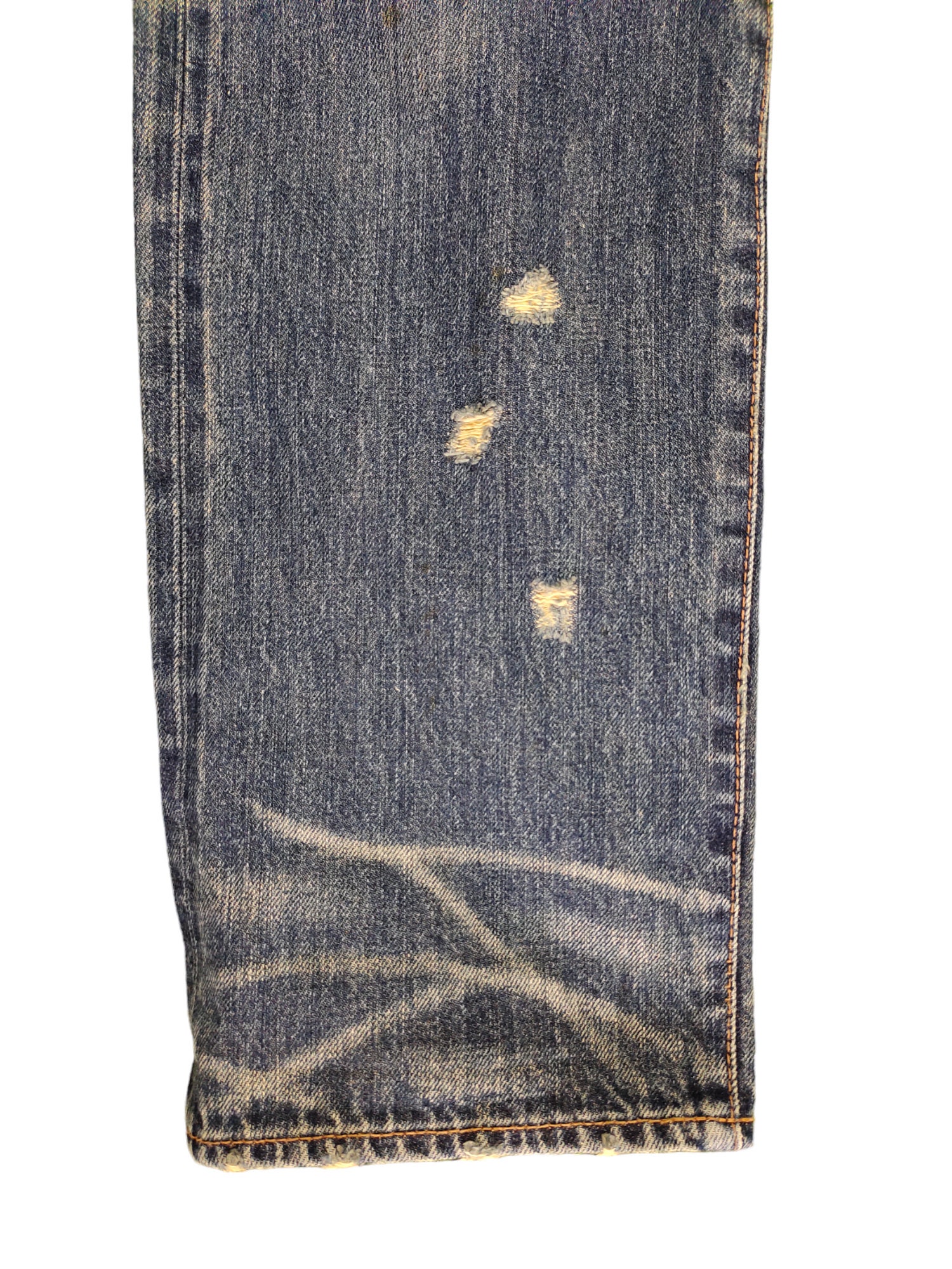 W32x29.5 Genuine Vintage GOA Distress Faded Selvedge Denim W32x29.5 Genuine Vintage GOA Distress Faded Selvedge Denim