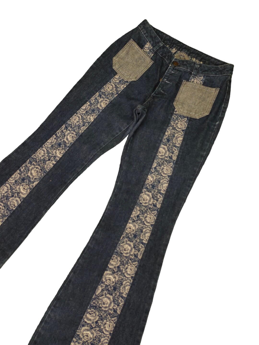 Flare Jeans Flower Embroidered High Rise Bootcut Bellbottom Vintage ...