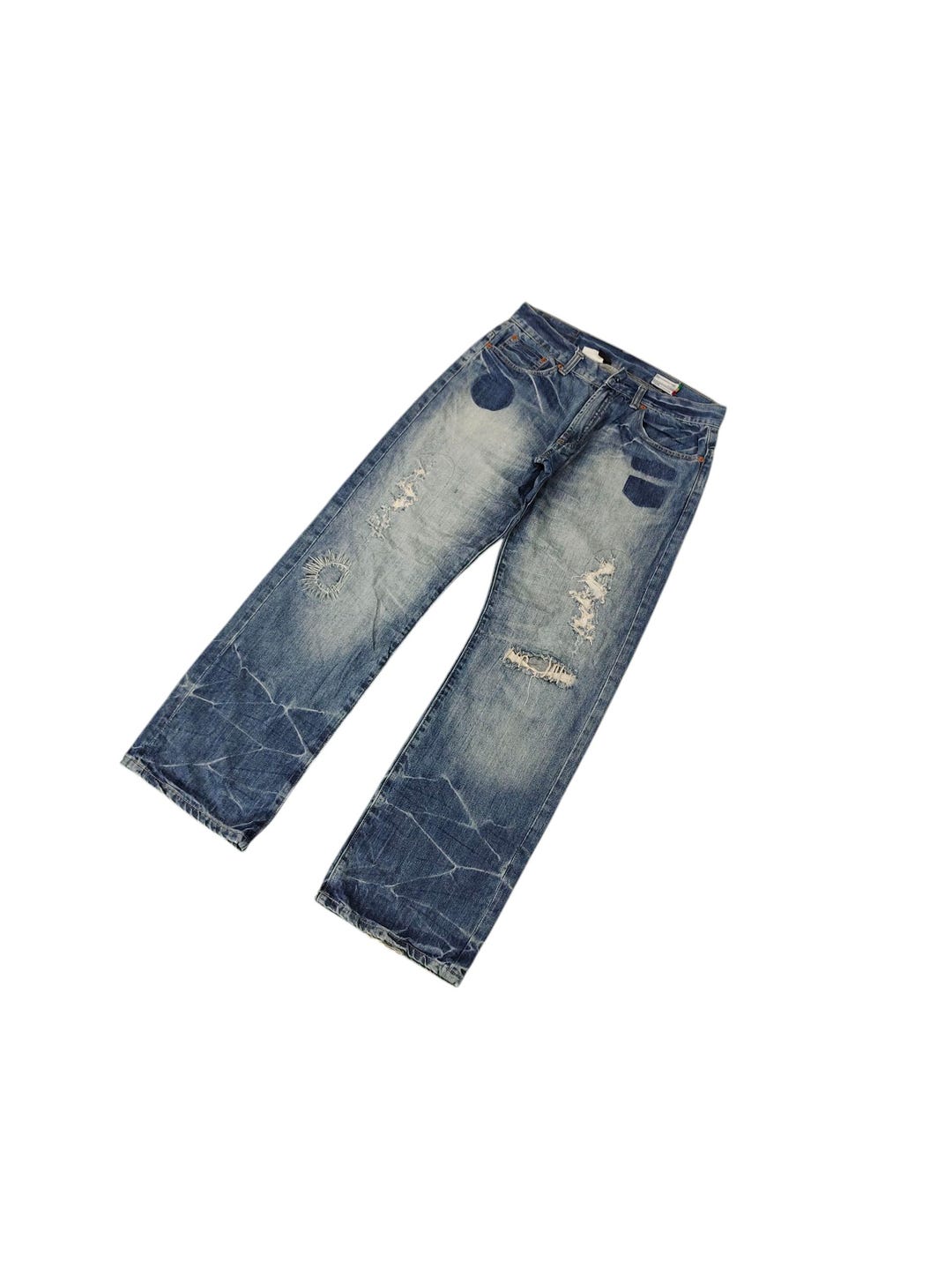 Vintage 90s Distressed Denim Jeans - Scanner Fundamental - Waist 32 - Etsy