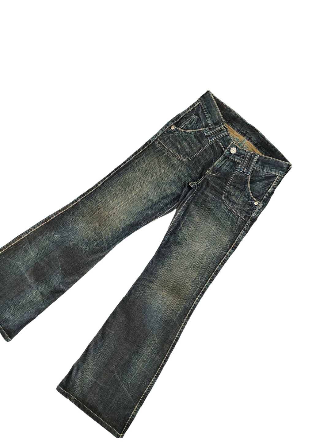W28x31 Flare Jeans Japan Faded Low Rise Boot Cut Y2k Goa Vintage ...
