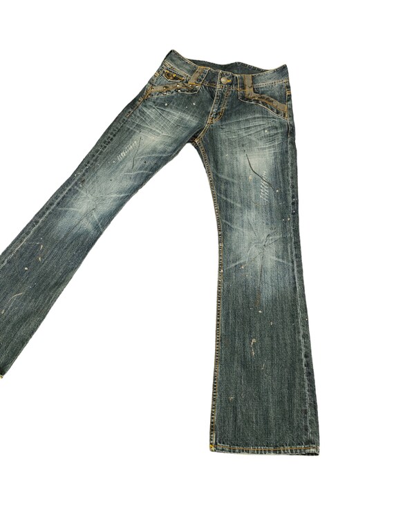 Vintage Flare Jeans Japan Paint Splash Denim Boot Cut… - Gem