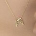 Gold Angel Wings Charm Necklace, 9K 14K 18K Gold Necklace, Yellow Gold ...