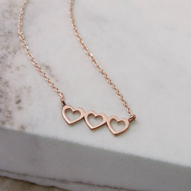 Triple Heart Pendant - Etsy