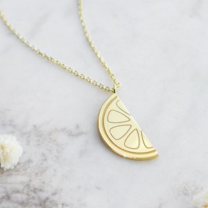 Gold Lemon Necklace, Gold Fruit Pendant, 9K 14K 18K Gold Necklace ...
