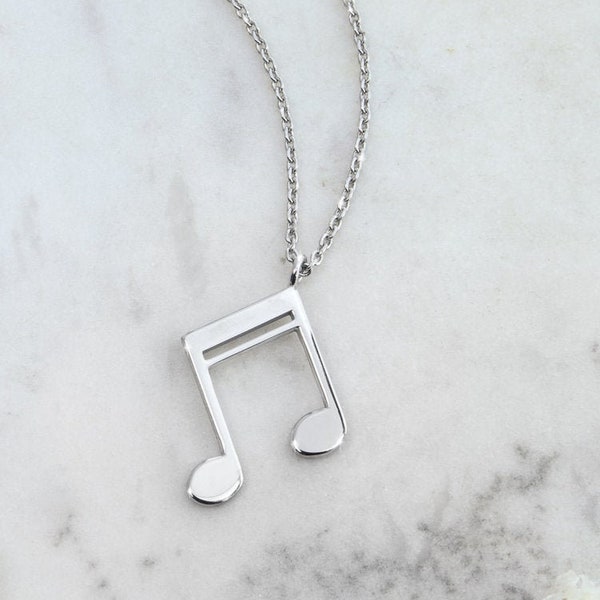 White Gold Music Note Necklace - Etsy