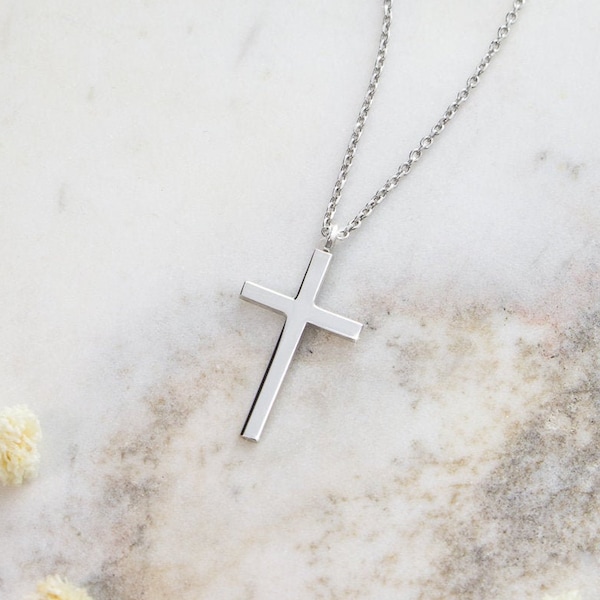 White Gold Cross - Etsy