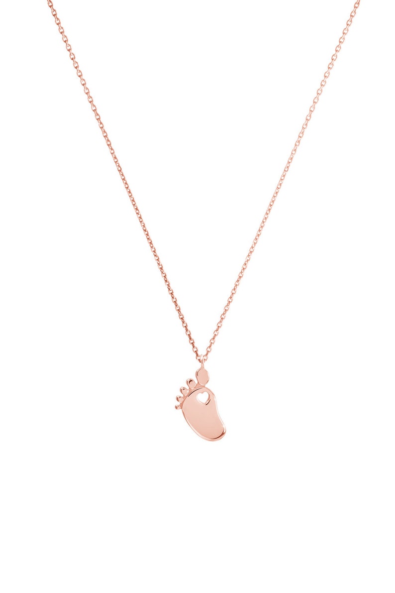 Tiny Baby Foot Necklace Dainty Heart Charm 9K 14K 18K Gold | Etsy