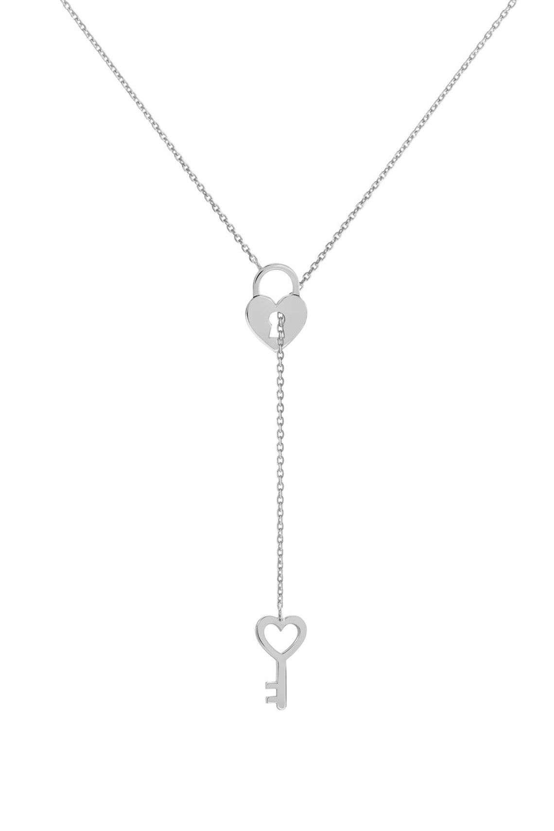 Gold Locket and Key Lariat, Gold Heart Necklace, 9K 14K 18K Yellow Gold ...