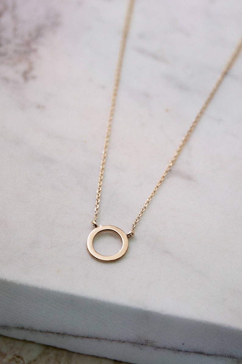 Solid Gold Circle Necklace Yellow Gold 9K 14K 18K Gold - Etsy